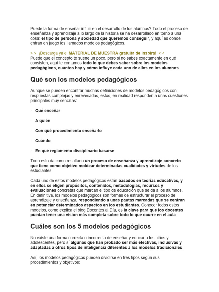 Modelos de Aprendizaje | PDF | Aprendizaje | Modificación de comportamiento