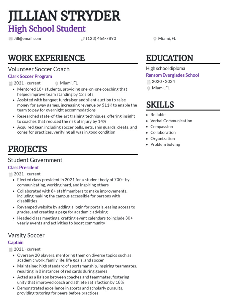 First Job High School Student Resume Example | PDF