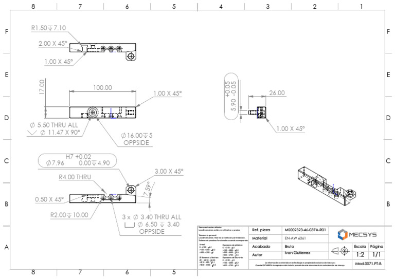 Ref. Pieza EN-AW 6061 Material MS002323-46-037A-R01 Ref. Pieza Material ...