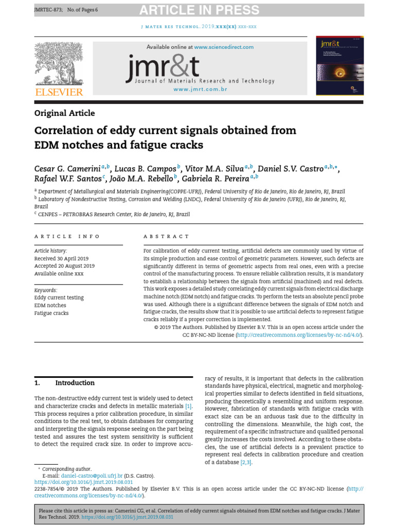 Correlation of Eddy Current Signals Obtained From EDM Notches and ...