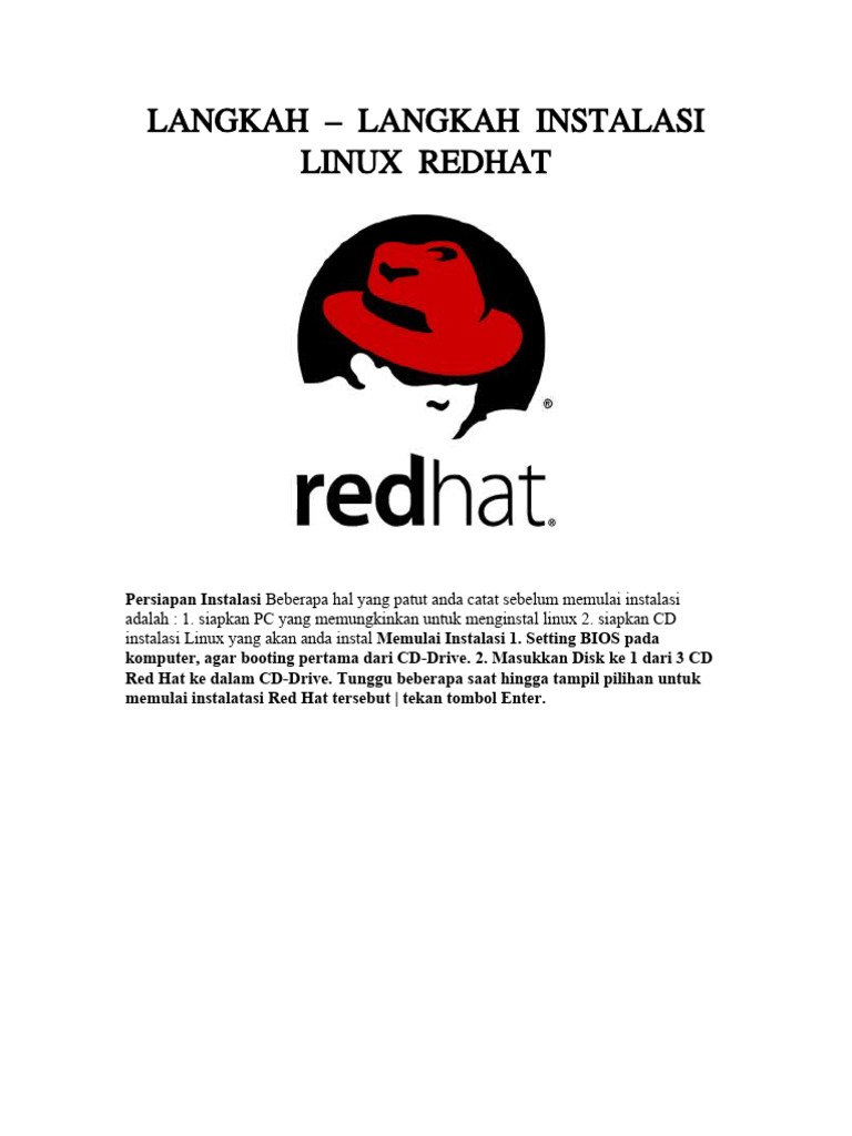 Panduan Instalasi Linux RedHat Lengkap | PDF | Komputer