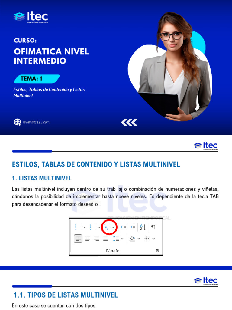 Tema 1 - Ofimatica Nivel Intermedio | PDF