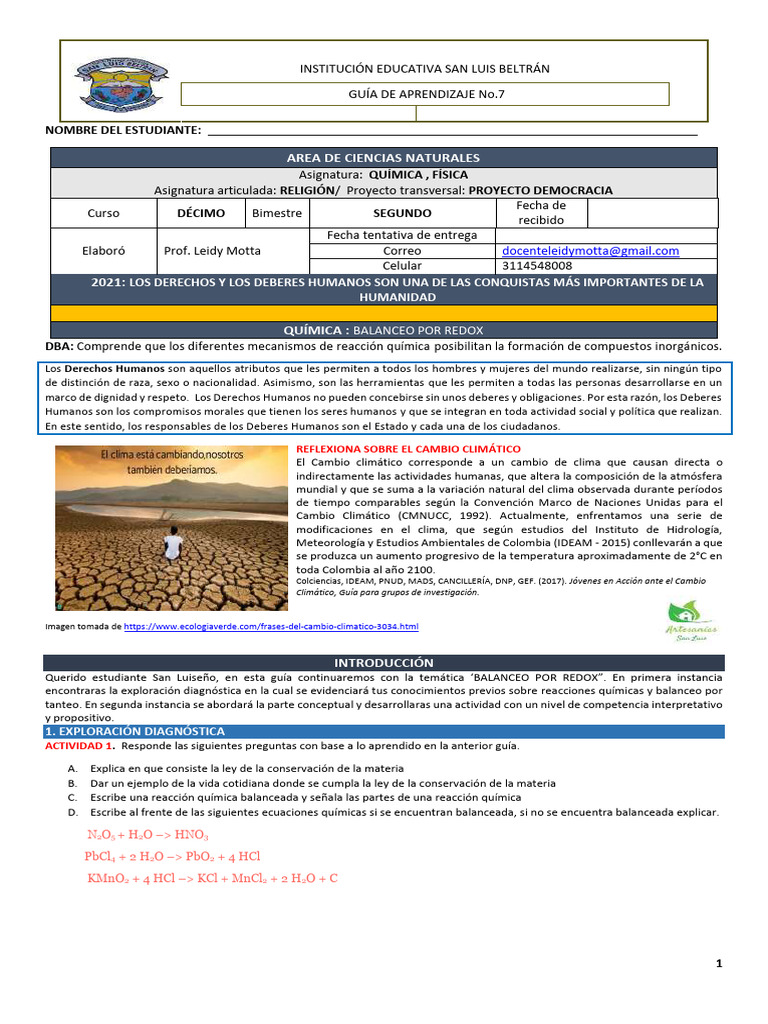 Guia 7 de Ciencias, 2 Bimestre, Grado 10 | PDF