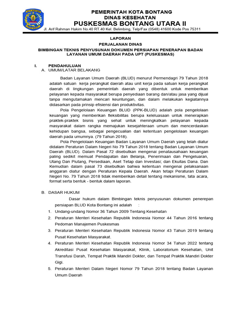 Laporan Keuangan BLUD Puskesmas Bontang | PDF | Pengelolaan Keuangan & Uang