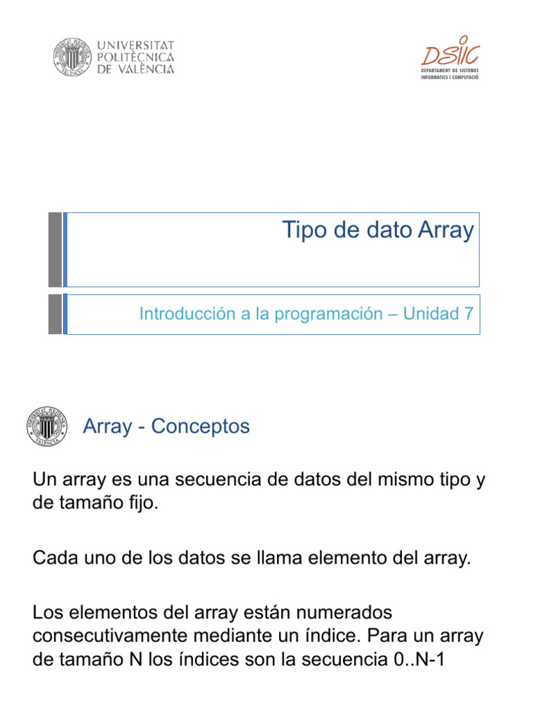 Tipo de Dato Array | PDF
