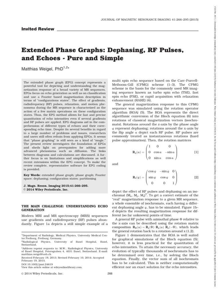 Magnetic Resonance Imaging - 2014 - Weigel - Extended Phase Graphs ...