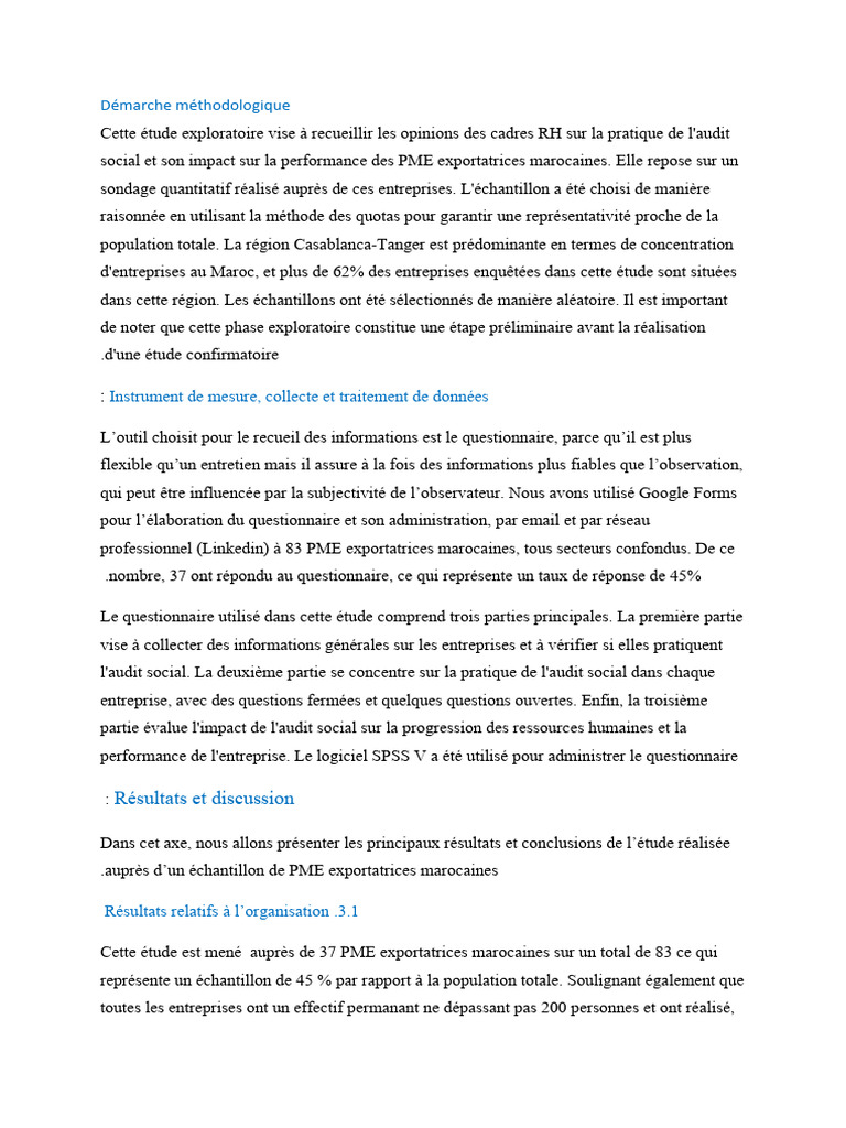 Partie Pratique Audit Social 1 | PDF