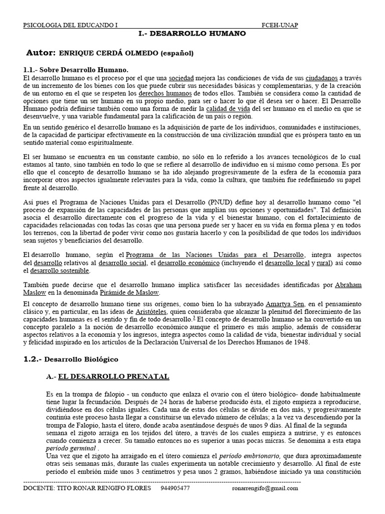 ETAPAS DEL DESARROLLO HUMANO - Imprimir | PDF