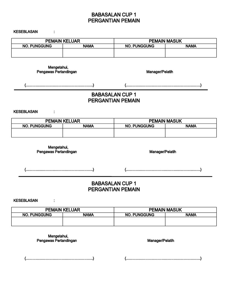 Format Pergantian Pemain | PDF