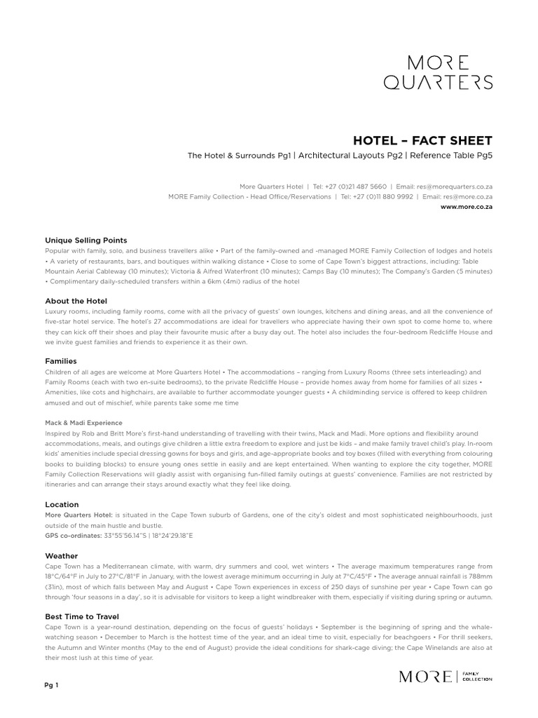 Morequarters Hotel Factsheet | PDF