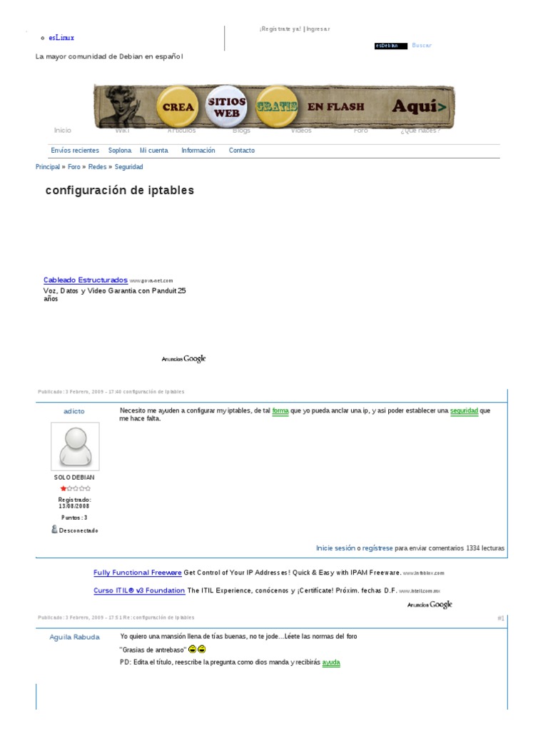 Configuraci N de Iptables | PDF | web 2.0 | Software de red basado en protocolo de Internet