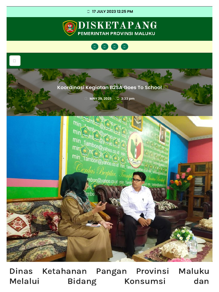 Koordinasi Kegiatan B2SA Goes To School - Dinas Ketahanan Pangan | PDF