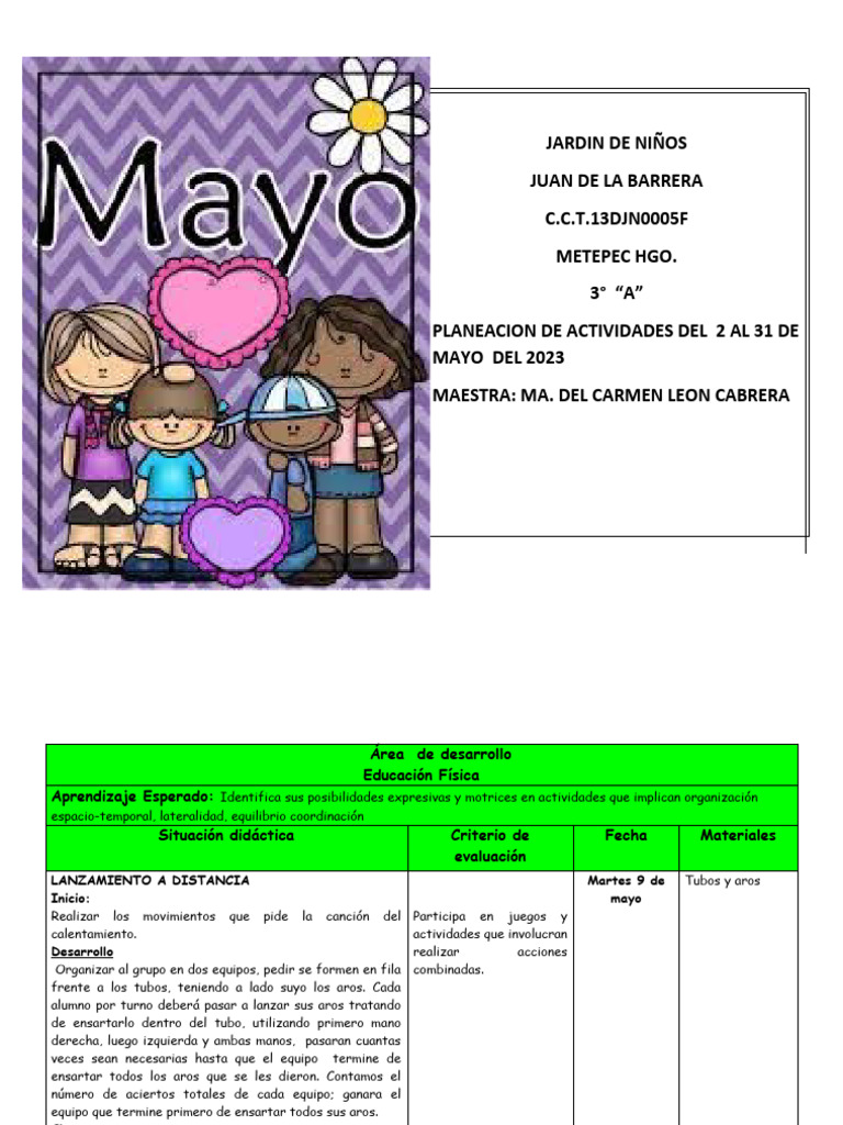 Planeacion Mayo 3ros. | PDF