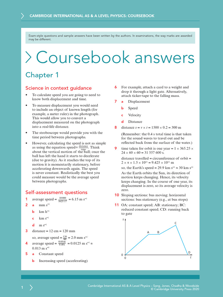 AS & A Level Physics Coursebook Answers | PDF | Speed | Mechanical ...