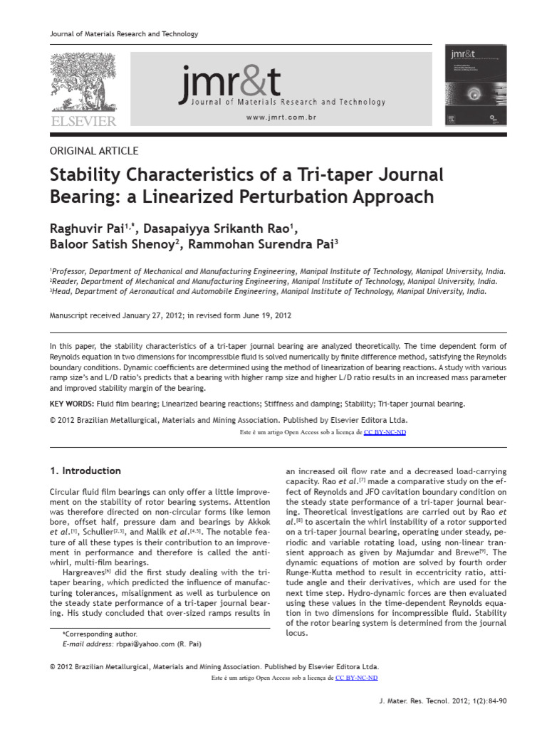 Stability Characteristics of A Tri Taper Journal - 2012 - Journal of ...
