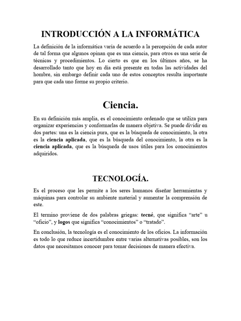 Introducción A La Informática | PDF