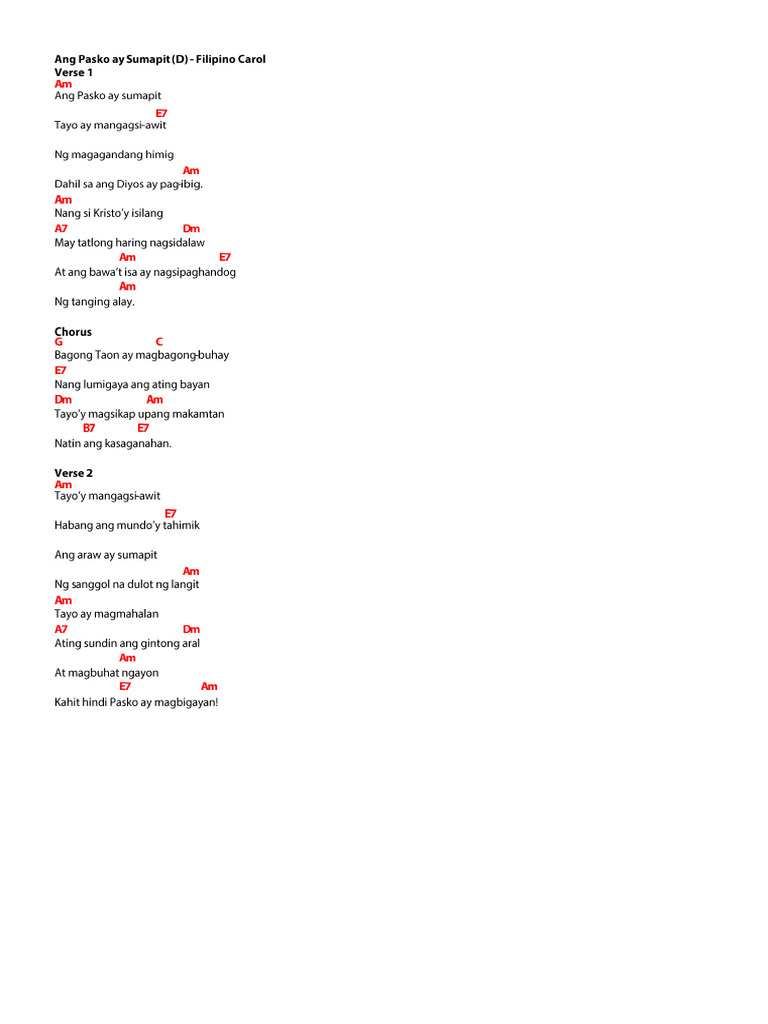 Ang Pasko Ay Sumapit - Filipino Carol | PDF