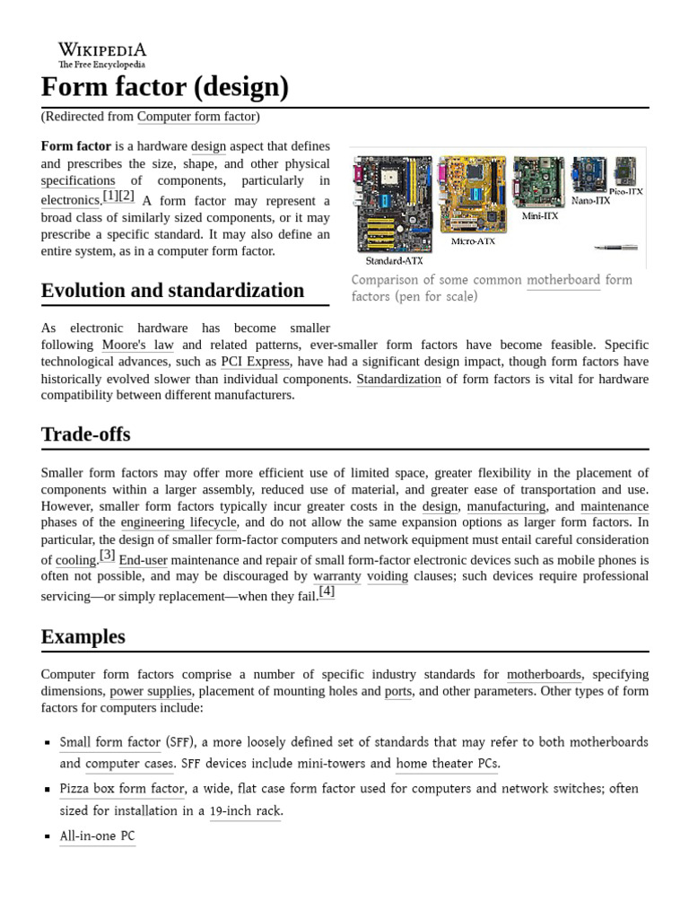 Form Factor (Design) : Evolution and Standardization | PDF | Personal ...