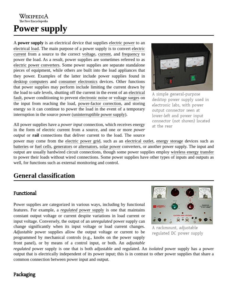 Power Supply: General Classification | PDF