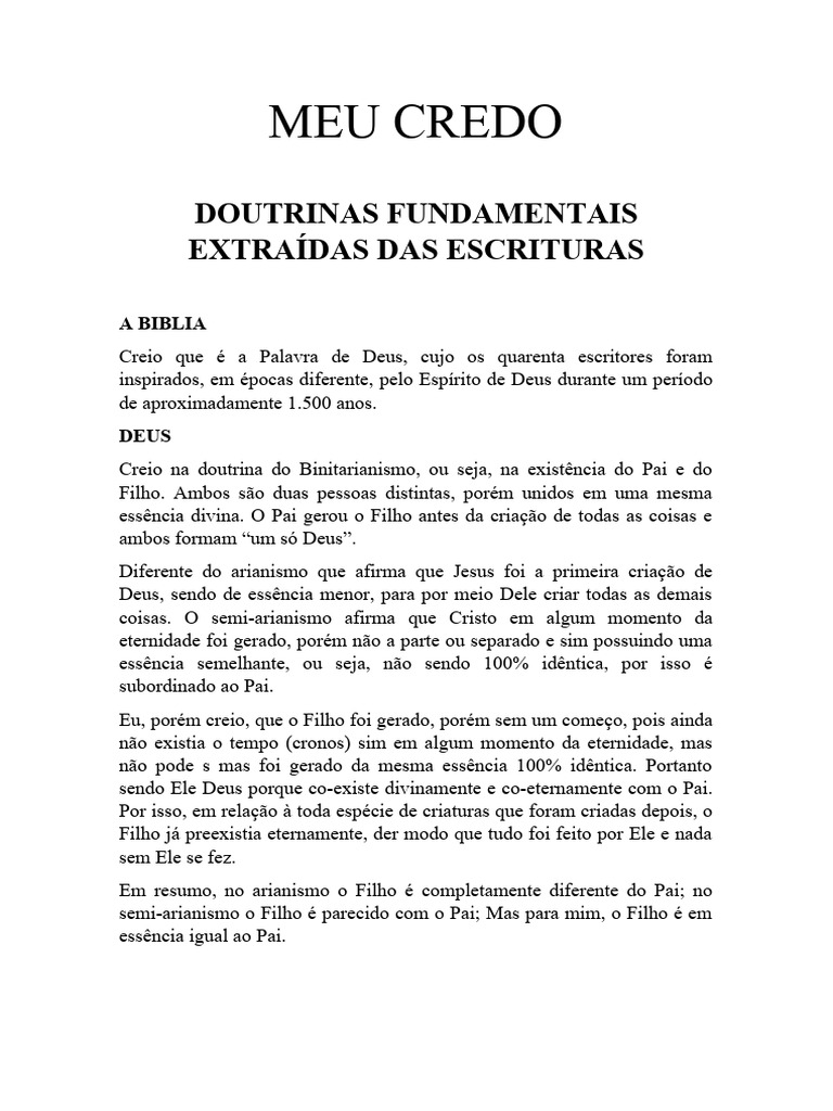 Meu Credo | PDF | Pecado | Jesus