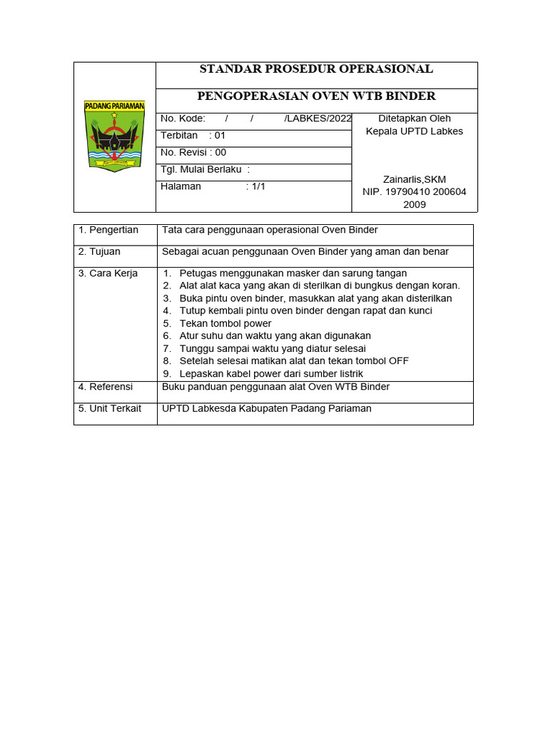 Sop Oven Listrik | PDF