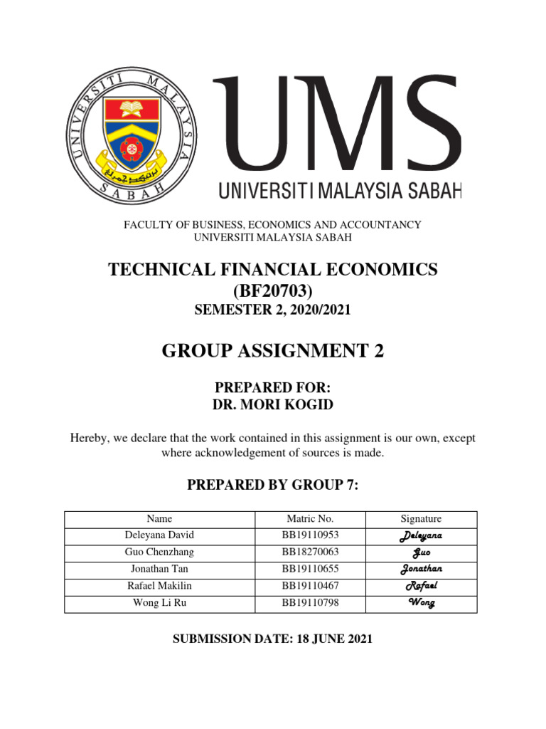 Technical Financial Economics - Group Assignment 2 (2021) | PDF