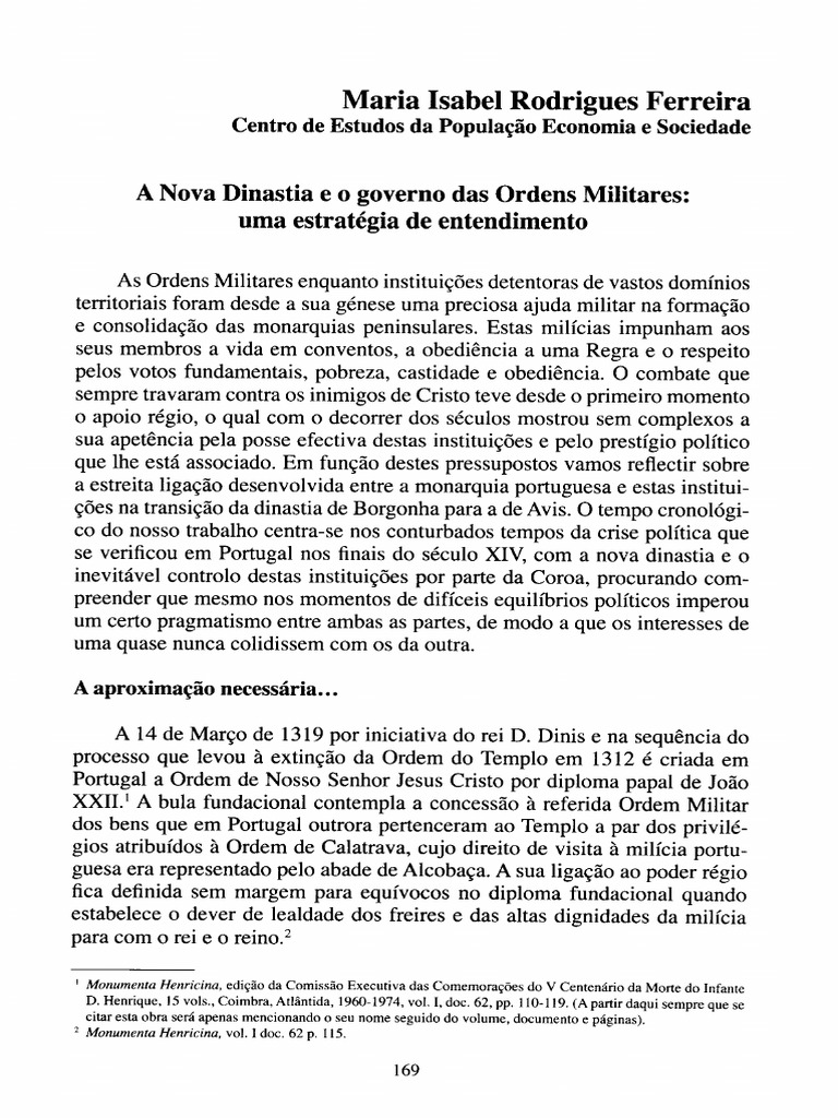FERREIRA, Maria Isabel Rodrigues. A Nova Dinastia e o Governo Das ...