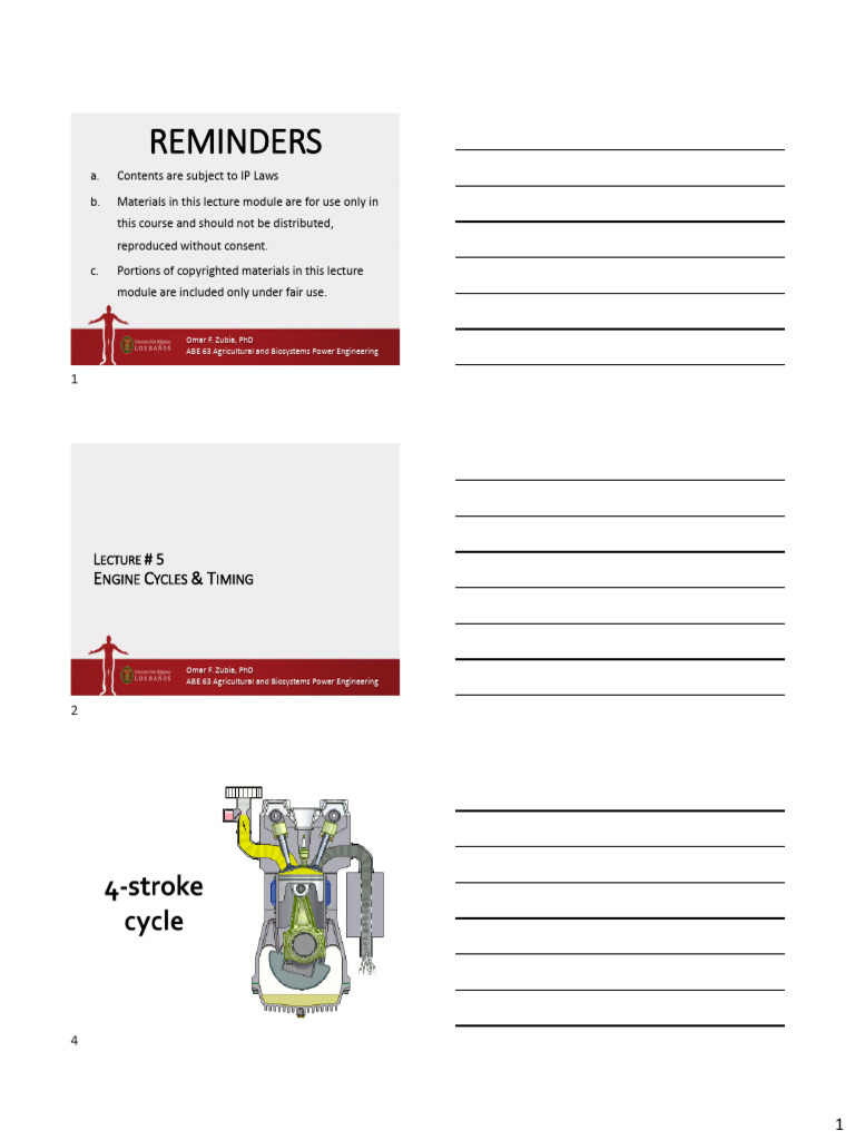 ABE 63 Lecture - 05 Engine Cycles and Timing | PDF | Internal ...
