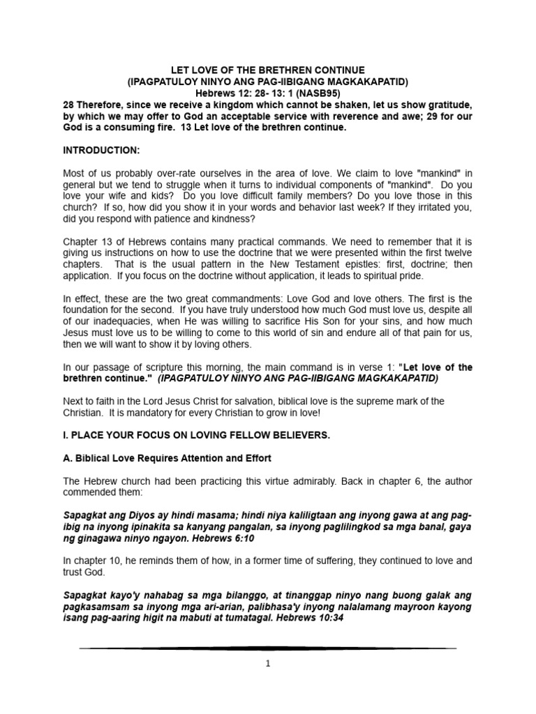 Let Love of The Brethren Continue | PDF
