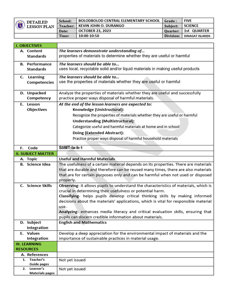 Co1 Science First Quarter | PDF