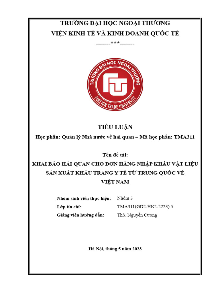 Customs Declaration For Import Goods From China To Vietnam | PDF