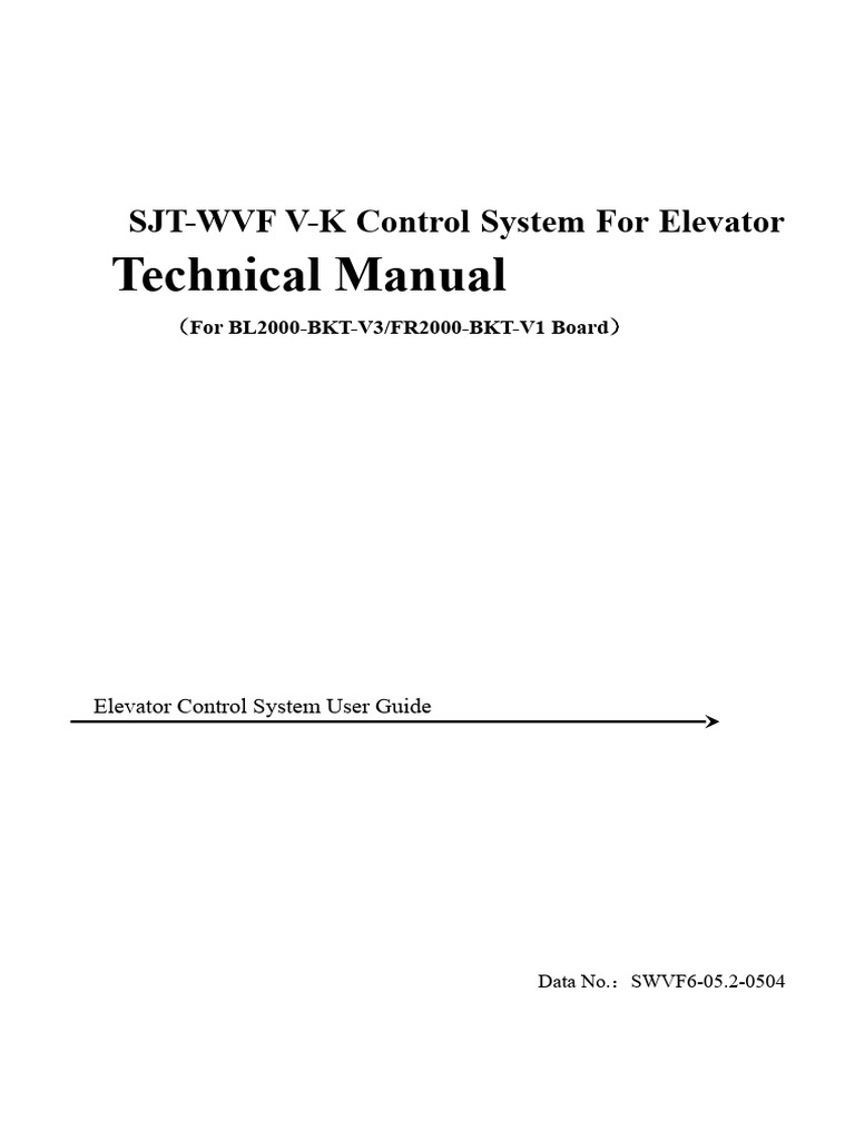 Technical Manual: SJT-WVF V-K Control System For Elevator | PDF ...