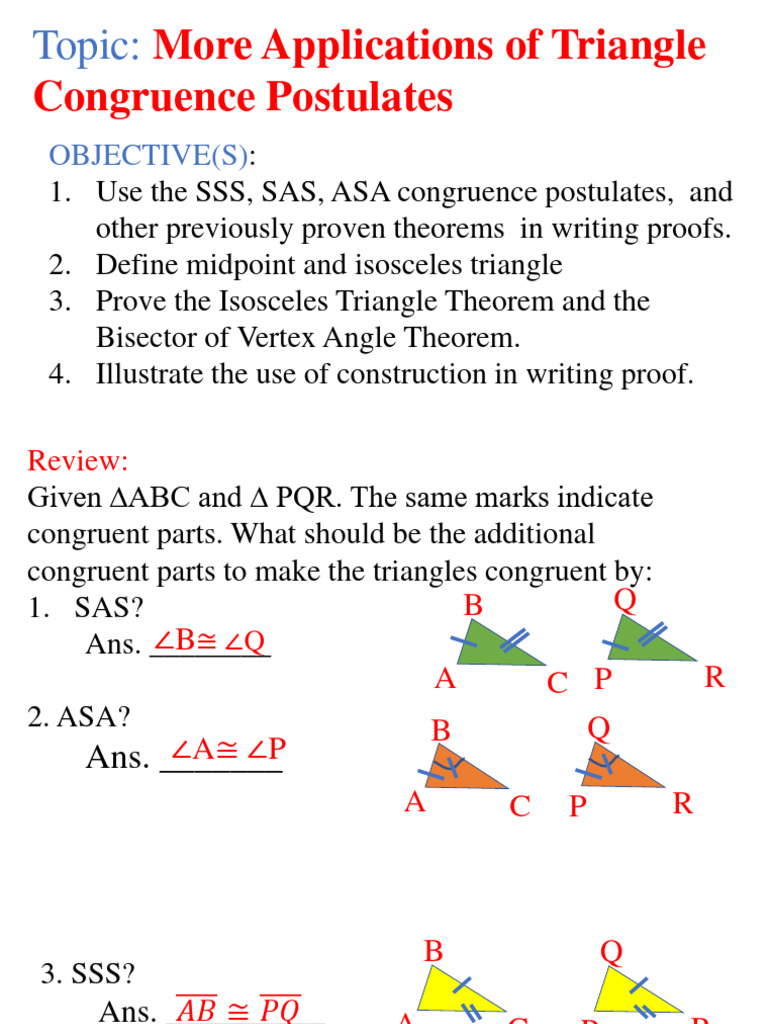 More Application of ASA - SSS - SAS in Writing Proof 1 | PDF | Science ...