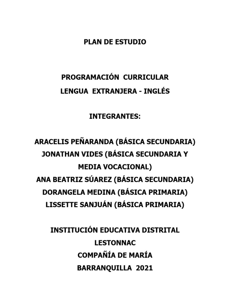 Plan de Estudio Inglés | PDF