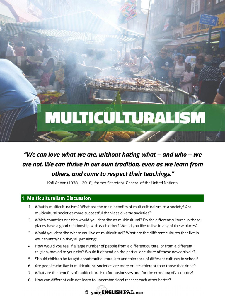 Your English Pal ESL Lesson Plan Multiculturalism v2 | PDF