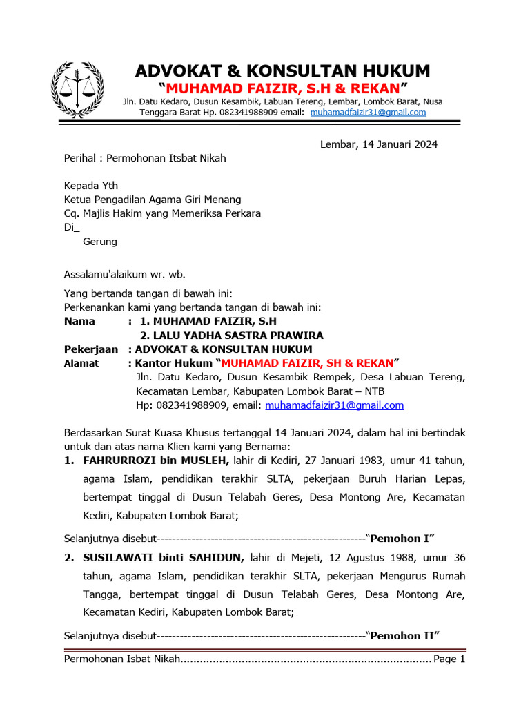 Permohonan Isbat Nikah | PDF