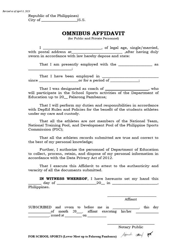 Omnibus Affidavit 1 | PDF