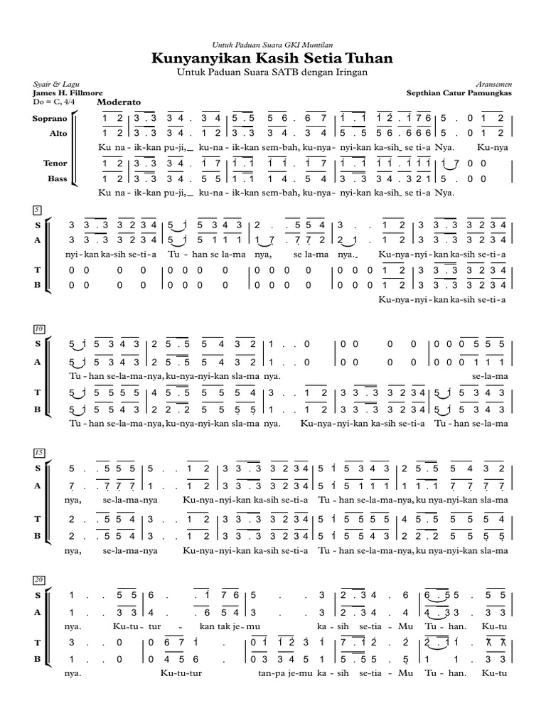 Kunyanyikan Kasih Setia Tuhan Angka - Full Score | PDF