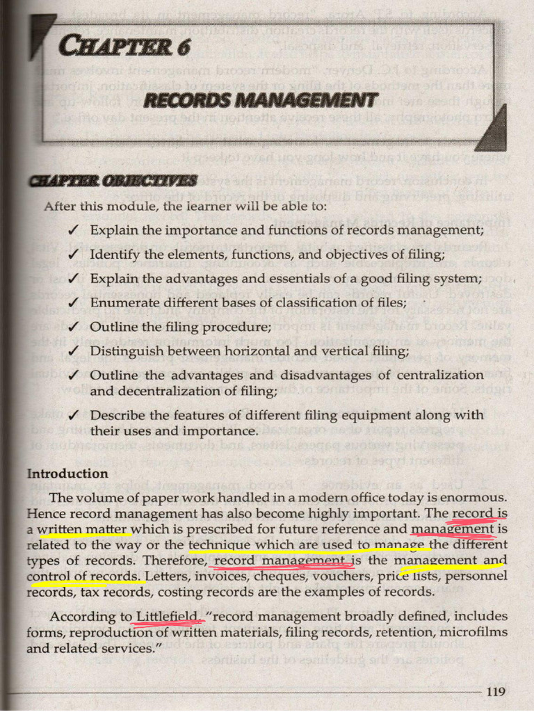 Chapter 6 Records Management | PDF