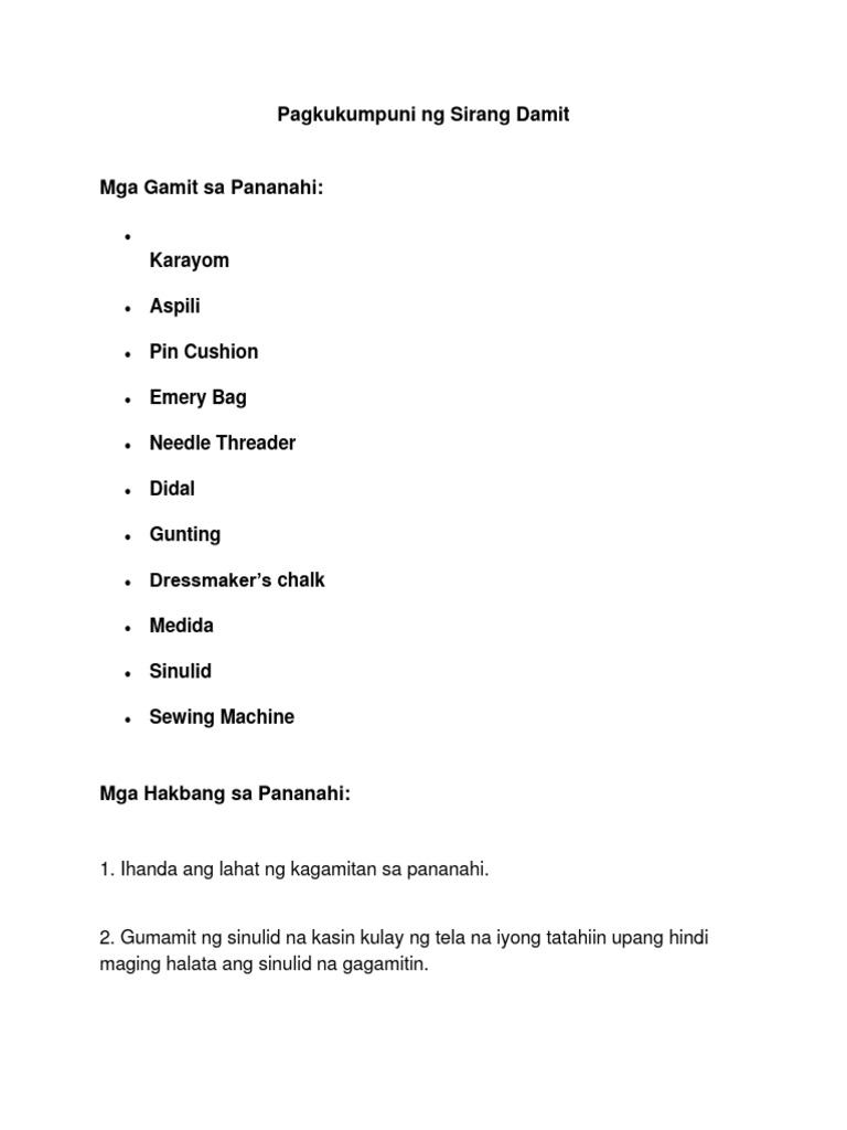 Pagkukumpuni NG Sirang Damit | PDF