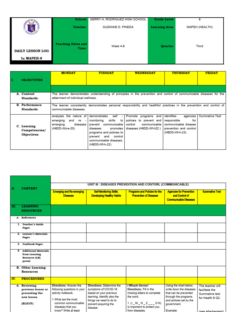 Q3-DLL HEALTH 8 - Wk2 | PDF