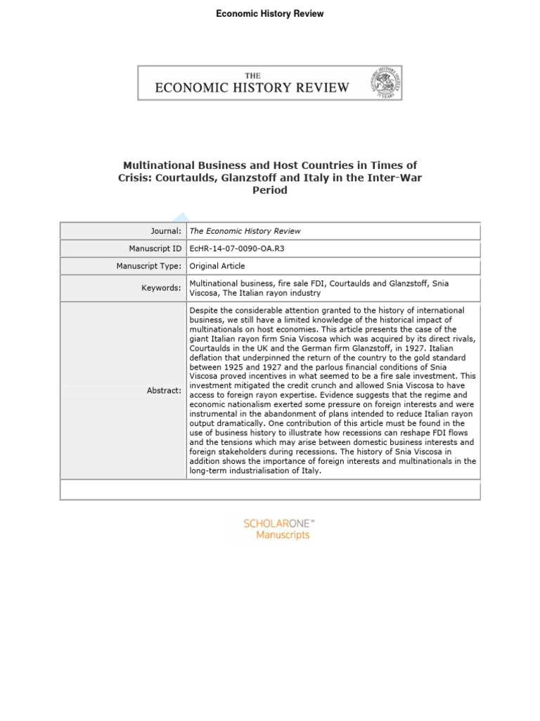 Economic History Review | PDF