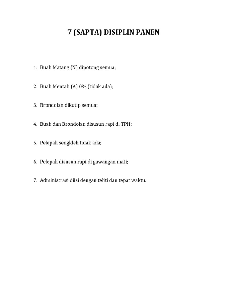 Sapta disiplin panen | PDF
