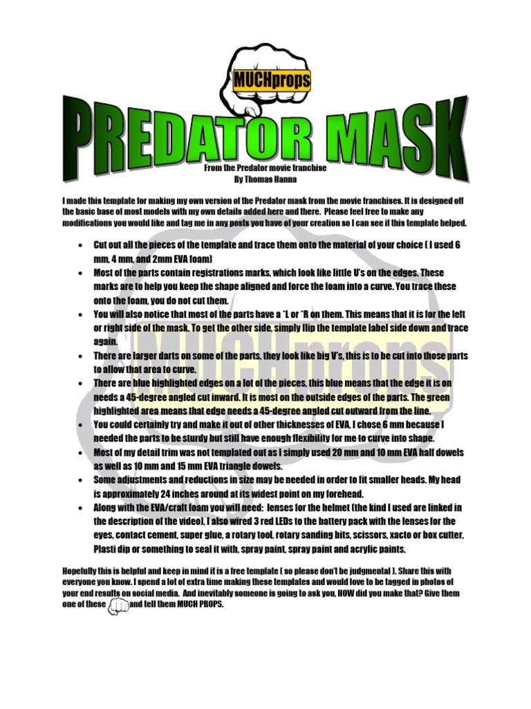Predator Mask Template | PDF