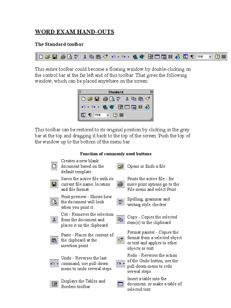 Exam Handouts Word | PDF | Microsoft Word | Graphical User Interfaces
