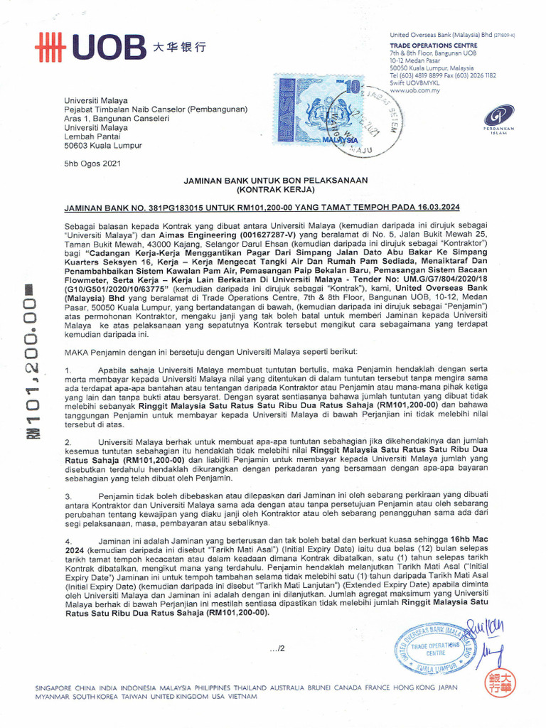 Jaminan Bank (Aimas Engineering) | PDF