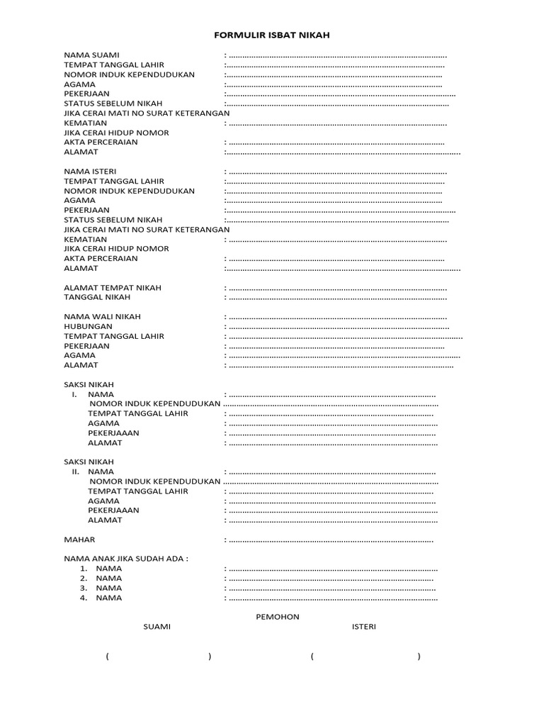 Formulir Isbat Nikah | PDF