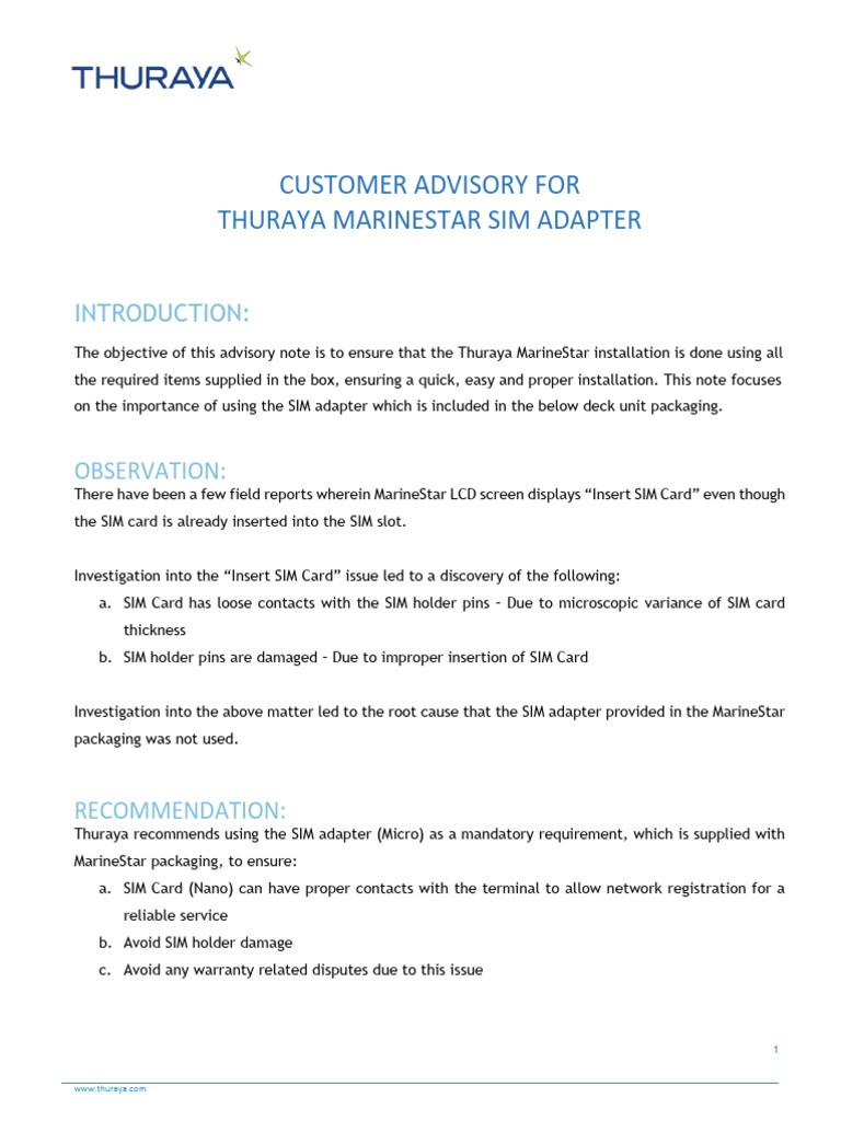 Advisory Notes Thuraya Marinestar | PDF | Computing | Computer Engineering