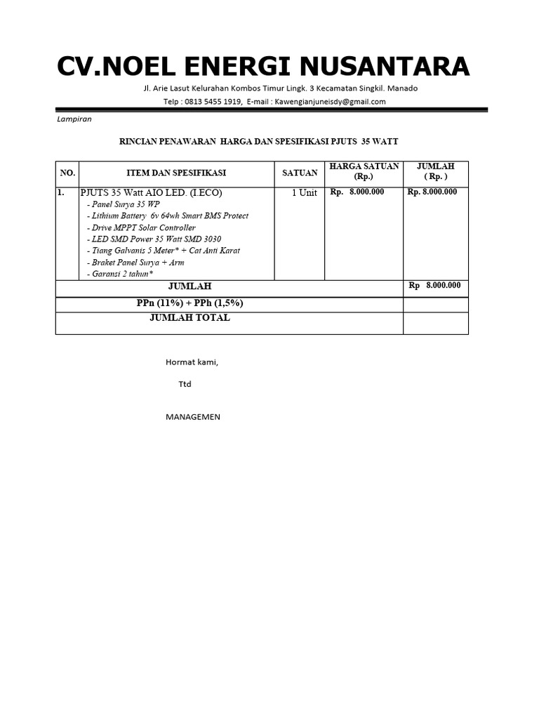 Rab Penawaran Pju 2023#4 | PDF
