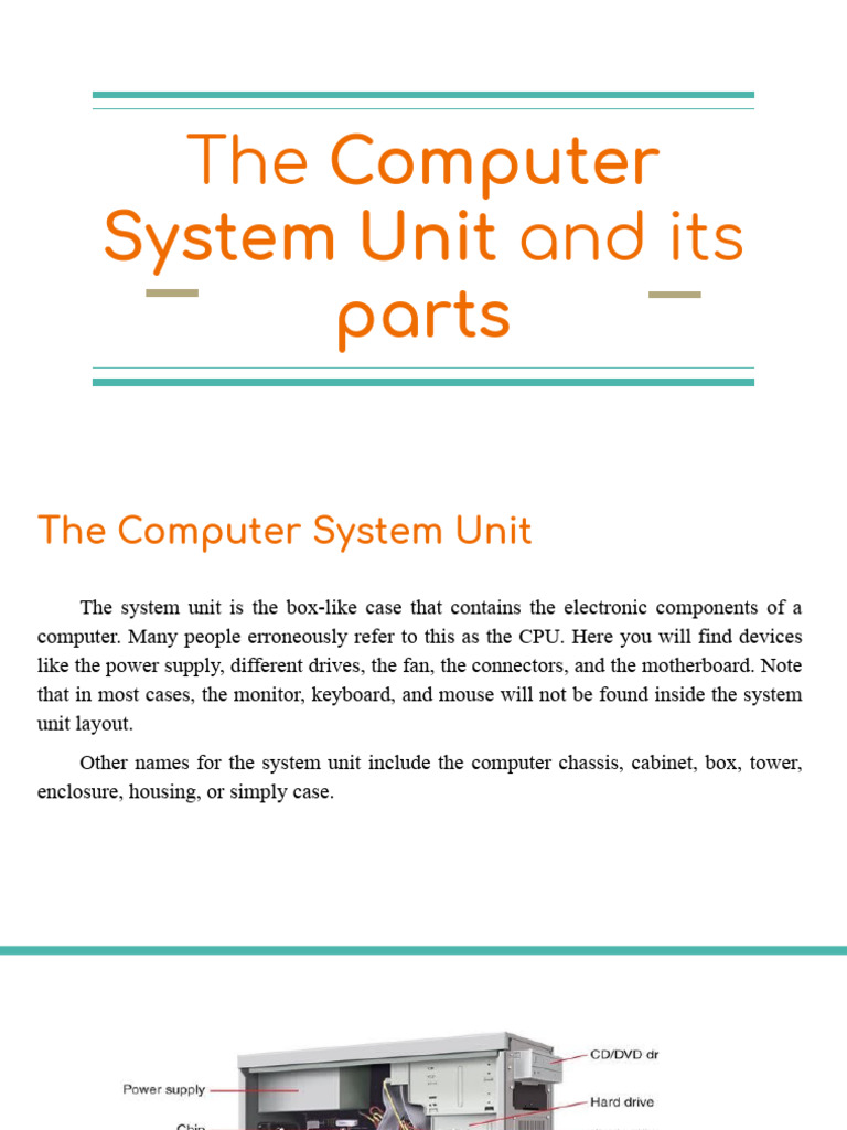 The Computer System Unit and Its Parts | PDF